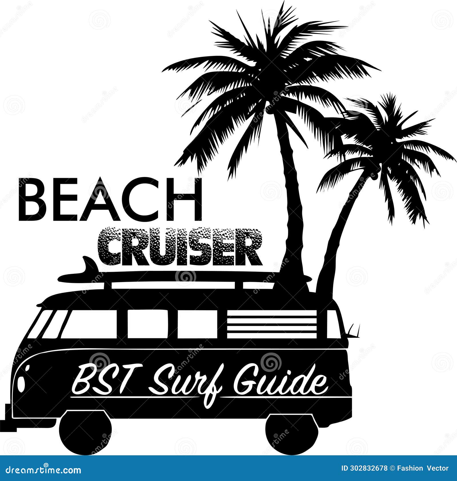 Beach Bus Surf Print Vector Art Stock Vector - Illustration of pattern ...