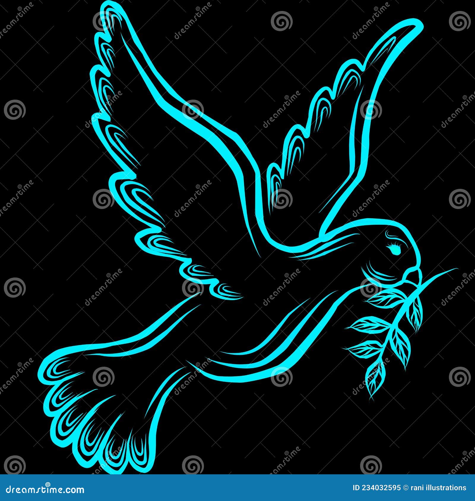 Illustrations of Birds in Bright Blue Line Art. Stock Illustration ...