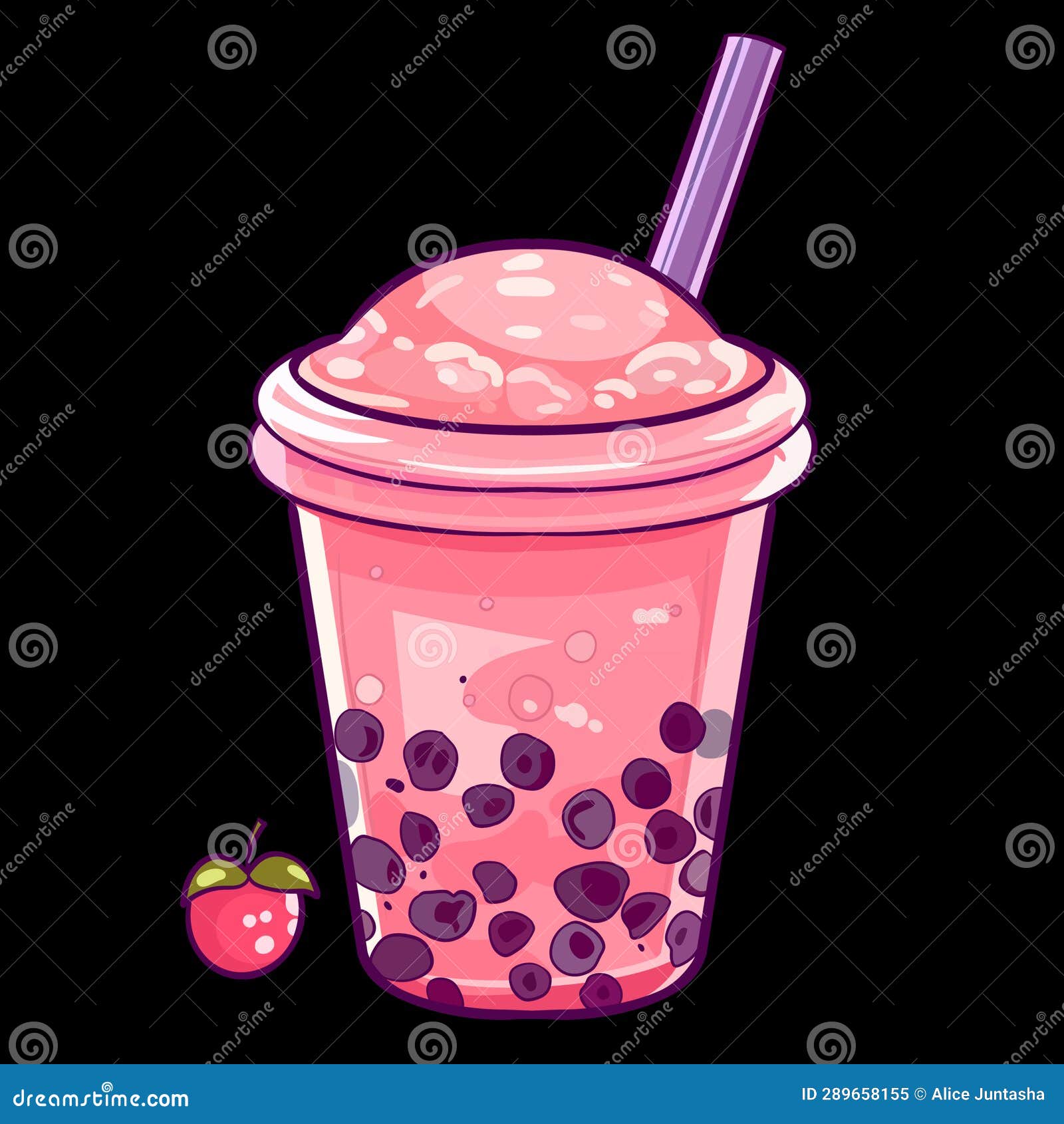 Bubble fruit tea stock illustration. Illustration of blue - 289658155