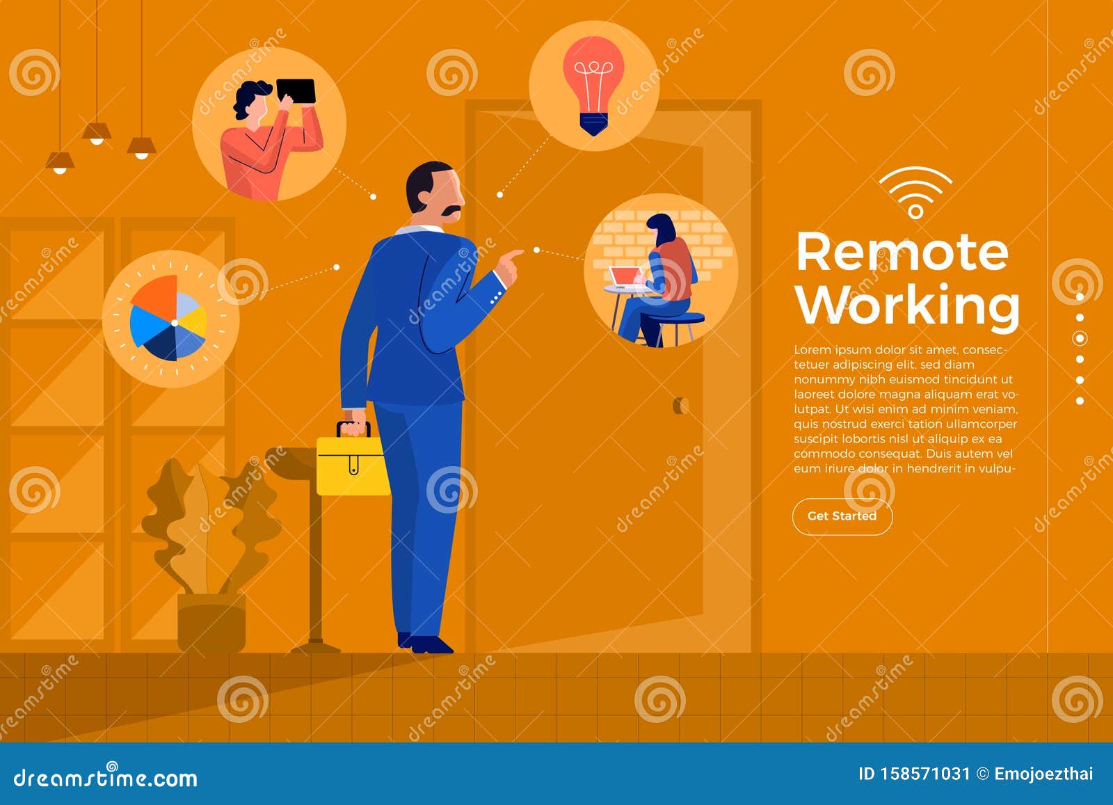 Remote Office working stock vector. Illustration of business - 158571031