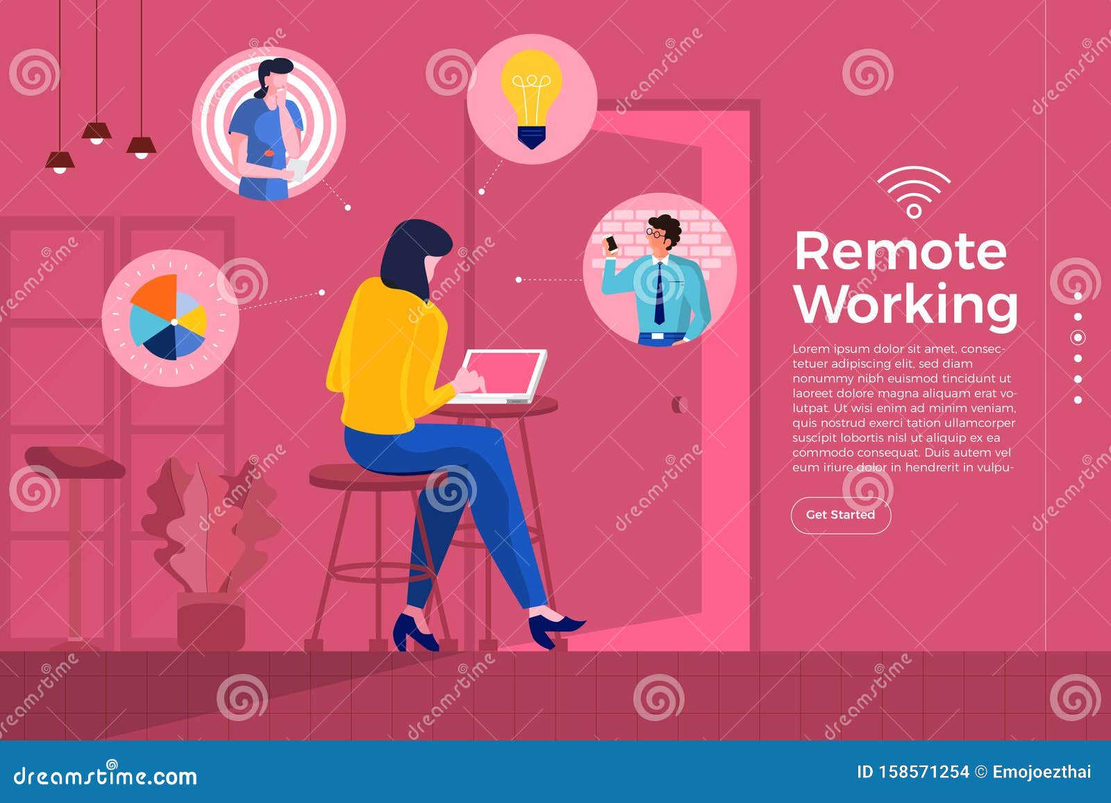 Remote Office working stock vector. Illustration of brainstorming ...