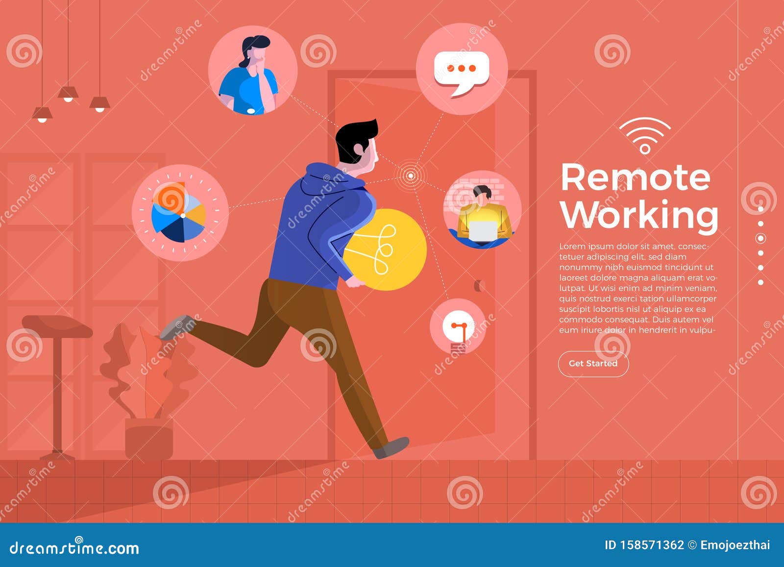 Remote Office working stock vector. Illustration of solution - 158571362