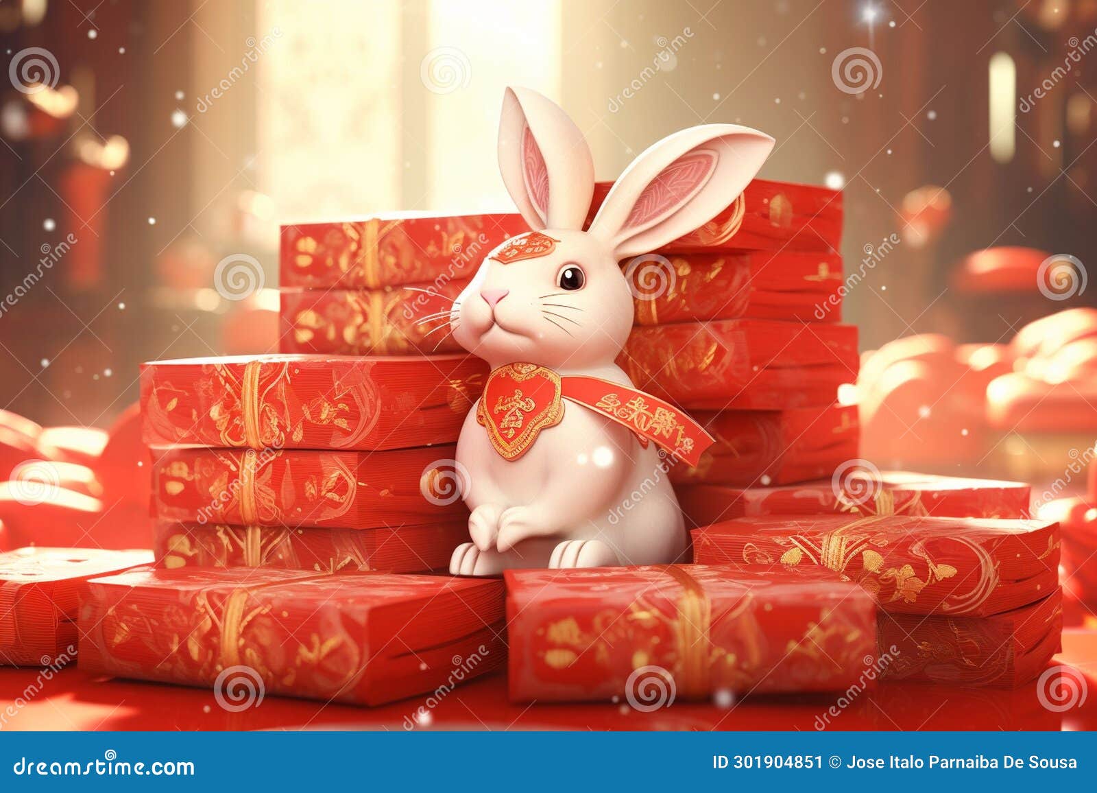 Illustrations of a Chinese New Year Rabbit Lucky Stock Illustration ...