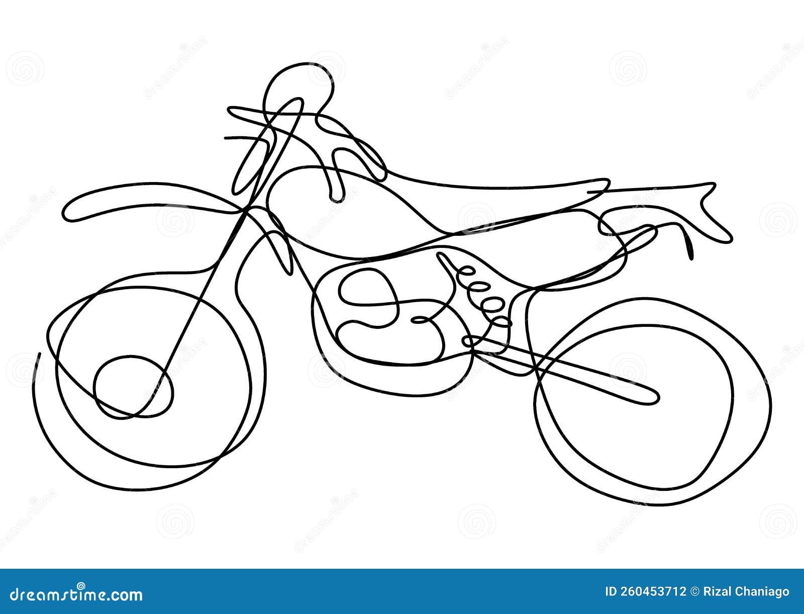 Continuous One-line Drawing. a Motorcycle on White Background Stock ...