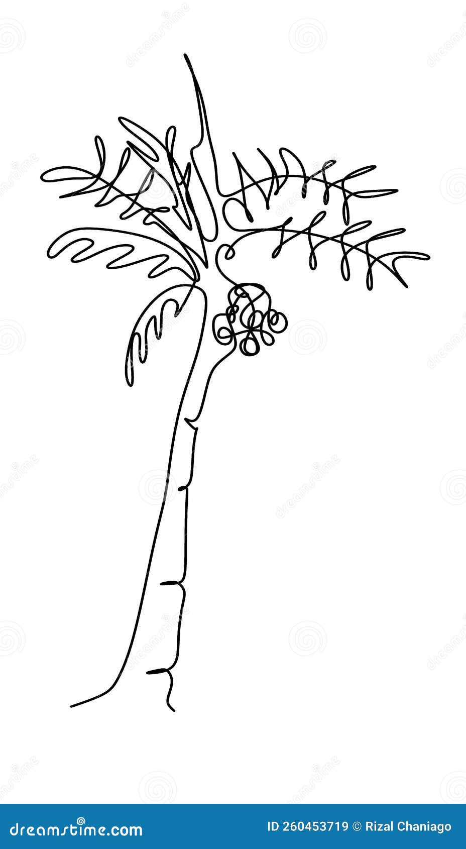 Continuous One-line Drawing. a Palm Tree on White Background Stock ...