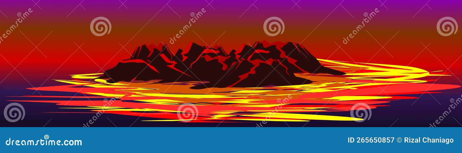 The Illustrations and Clipart. Fire in the Mountain Stock Illustration ...