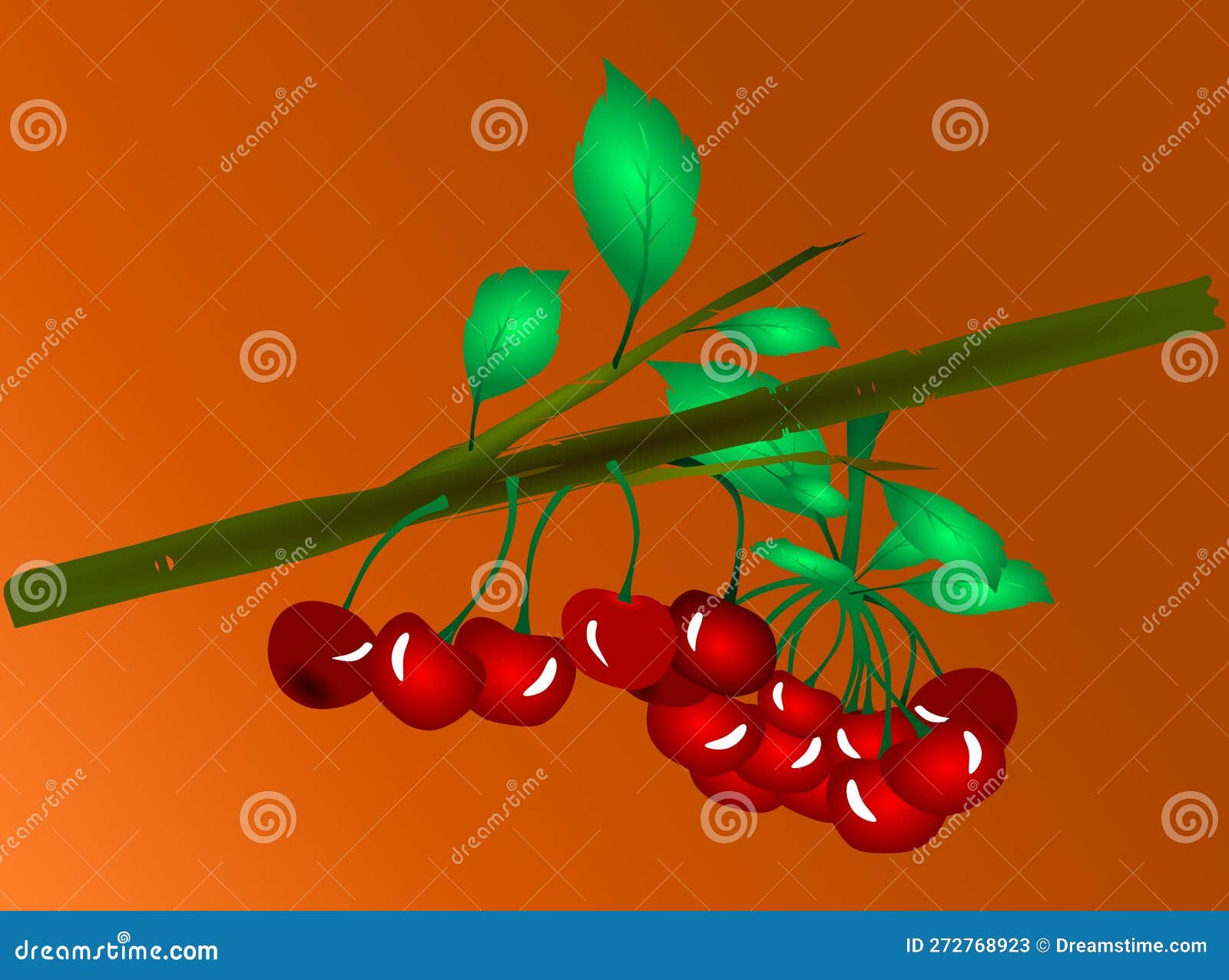 The Illustrations and Clipart. the Fresh Red Cherry on Orange Color ...
