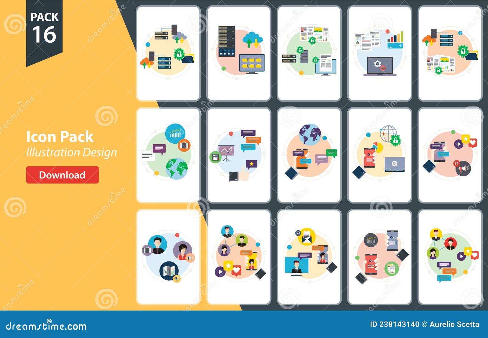 Illustrations Collection in Vector Flat Design Stock Vector ...