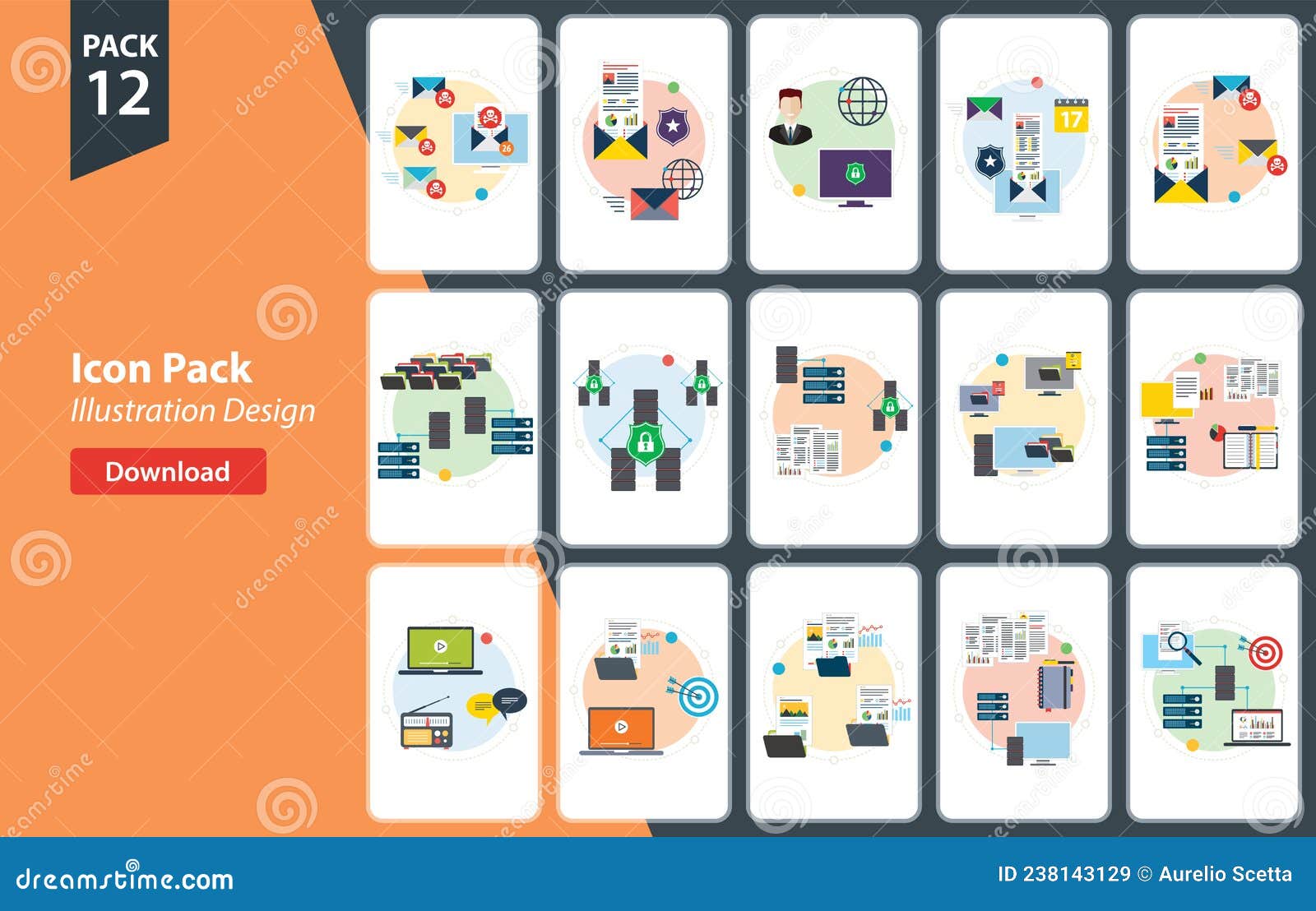Illustrations Collection in Vector Flat Design Stock Vector ...