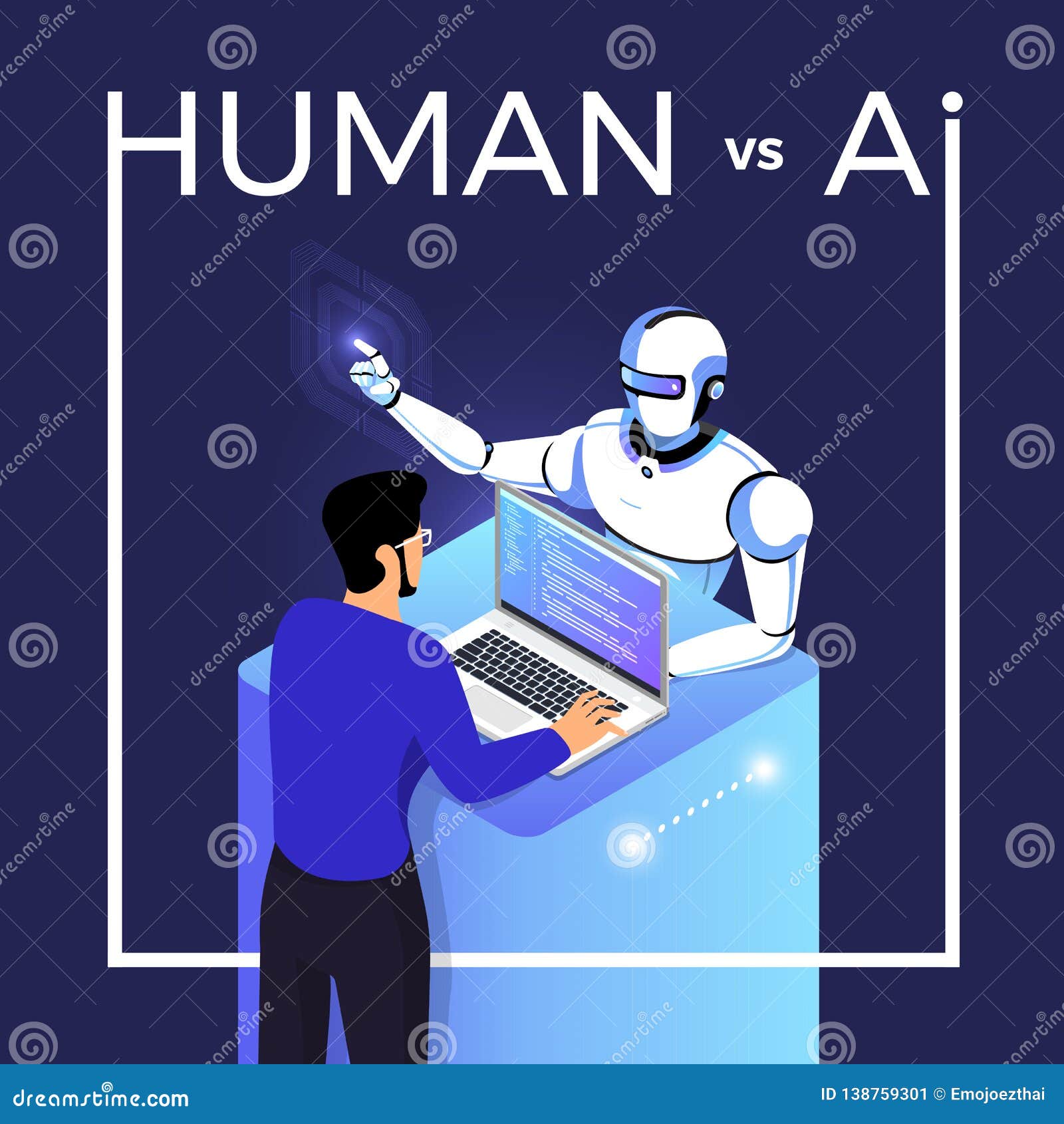 AI vs HUMAN stock vector. Illustration of design, manager - 138759301