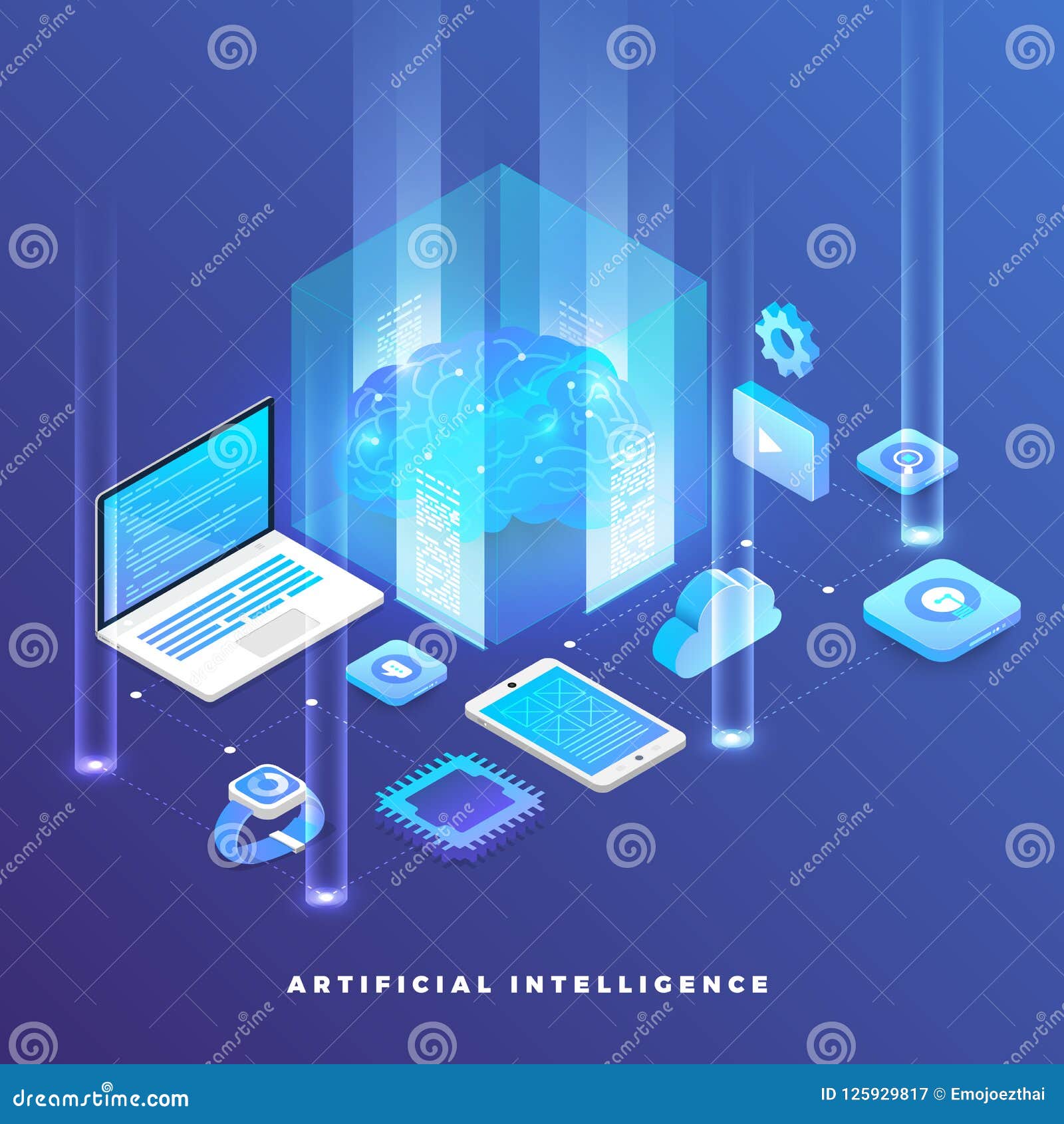 Isometric Artificial Intelligence Stock Vector - Illustration of human ...