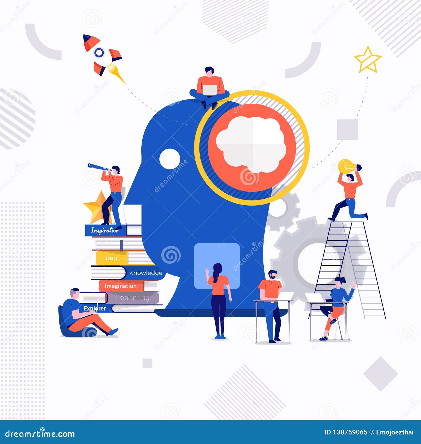 Brain Power Teamwork stock vector. Illustration of futuristic - 138759065