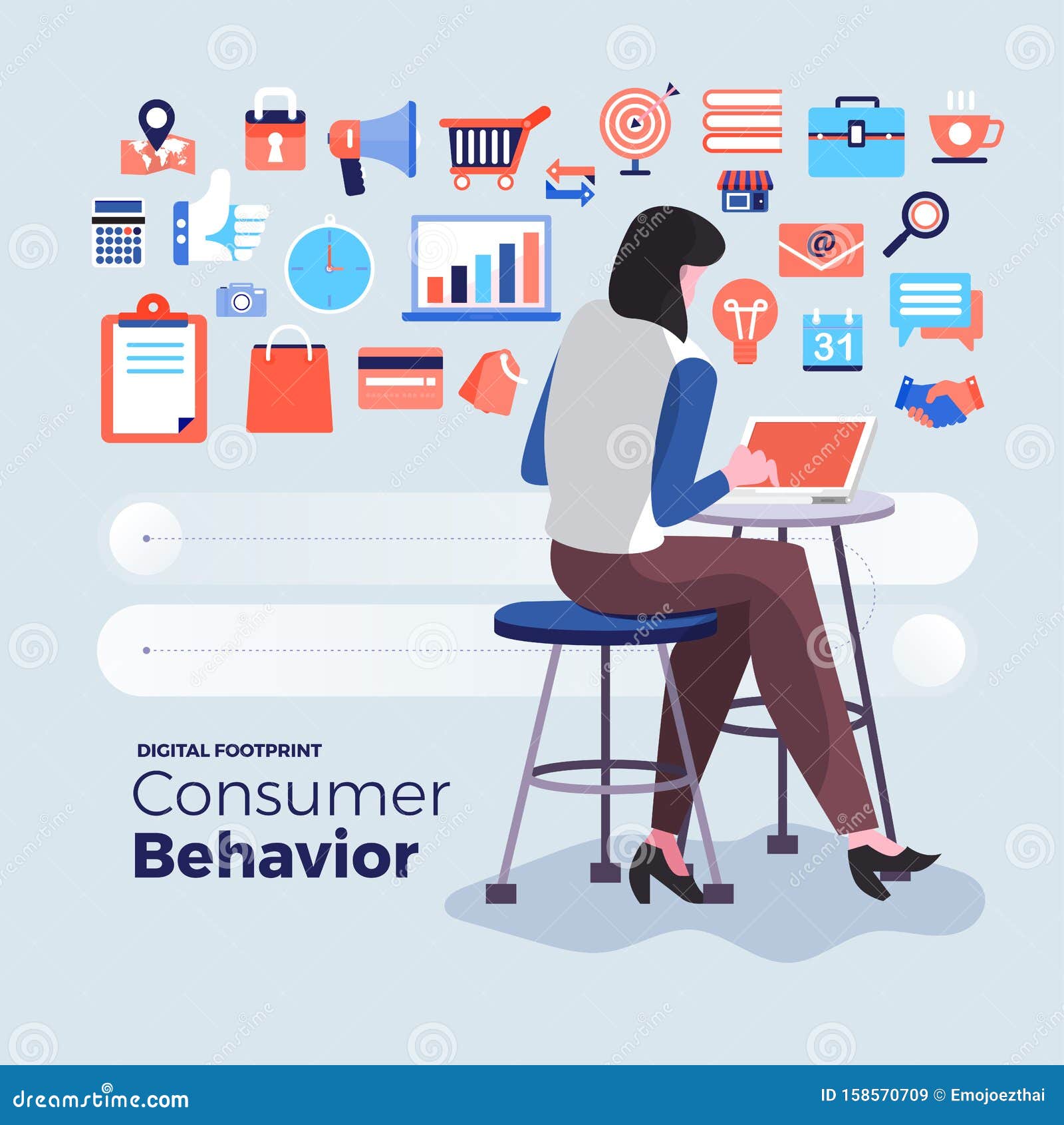 Illustrations COnsumer Digital Footprint Stock Vector - Illustration of ...