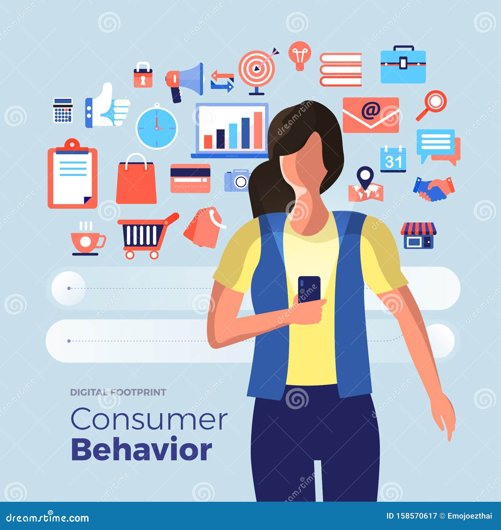 Illustrations COnsumer Digital Footprint Stock Vector - Illustration of ...