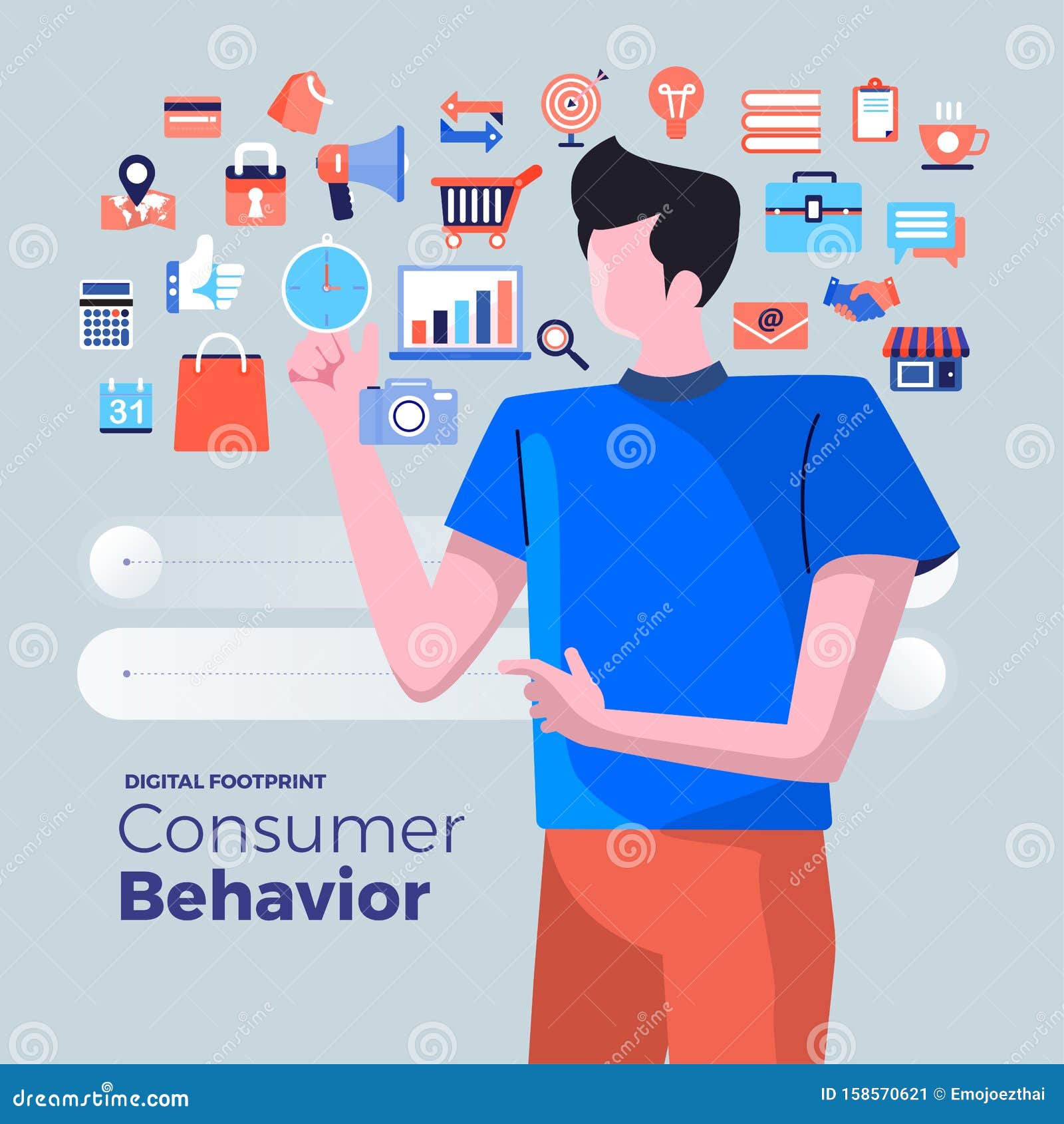 Illustrations COnsumer Digital Footprint Stock Vector - Illustration of ...