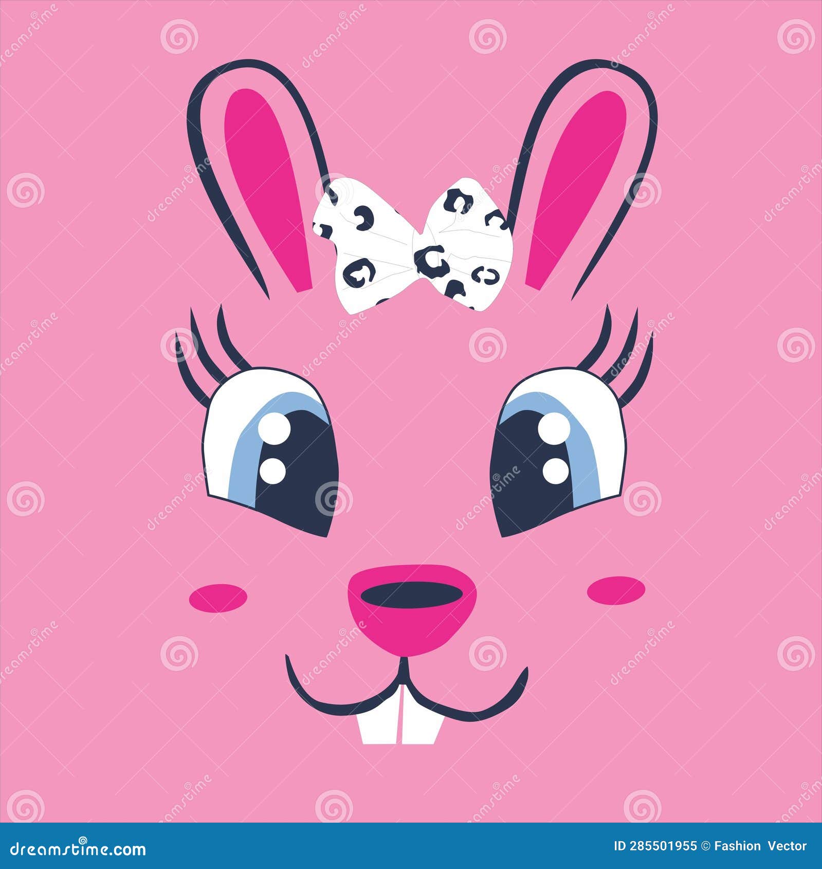 Cute Bunny Face Print Vector Art Stock Vector - Illustration of fashion ...