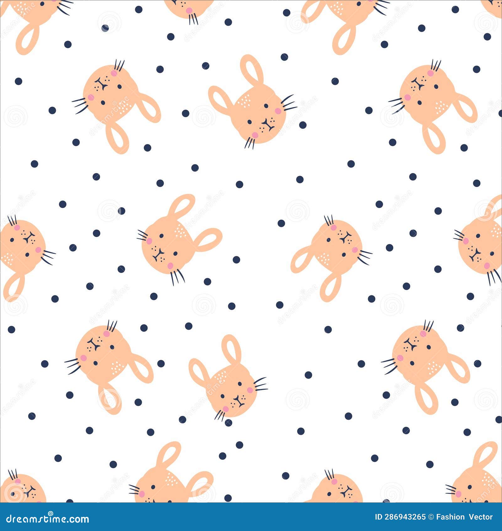 Cute Bunny Print Pattern Vector Stock Illustration - Illustration of ...