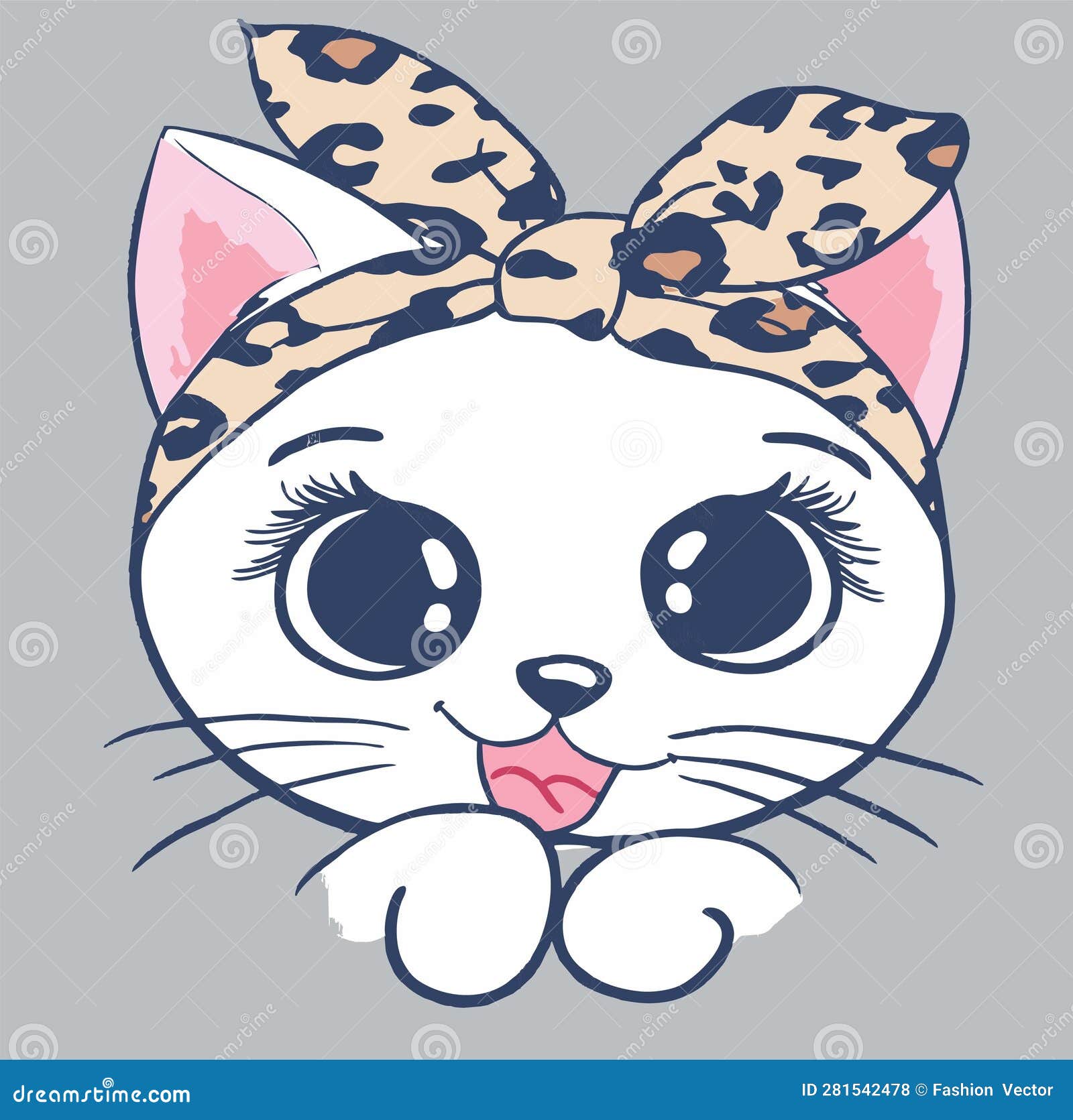CUTE CAT PRINT VECTOR ART stock vector. Illustration of beach - 281542478