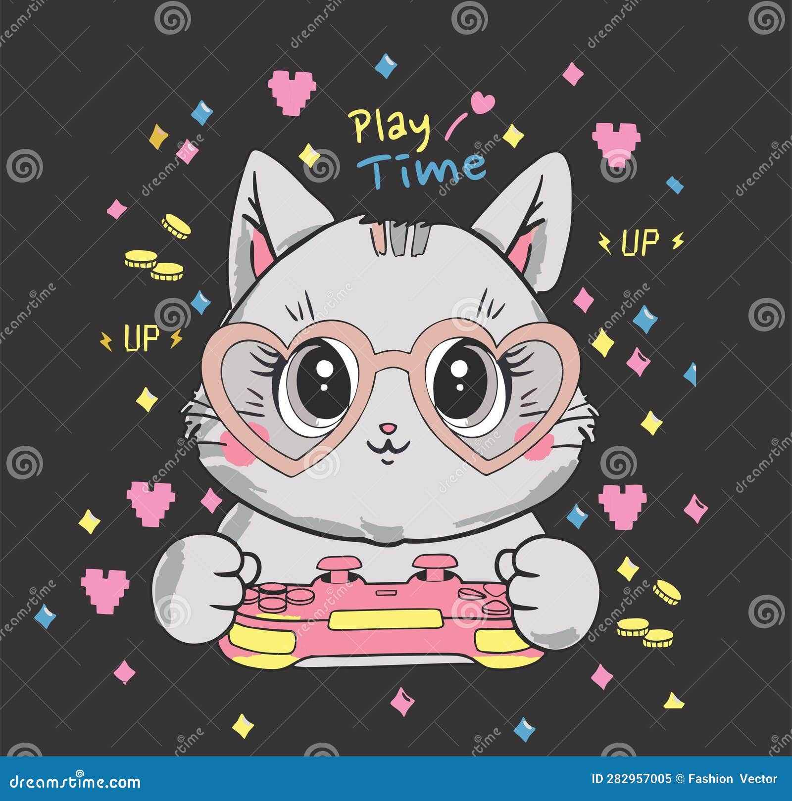 Cute Cat Relax Time Print Vector Art Stock Vector - Illustration of ...
