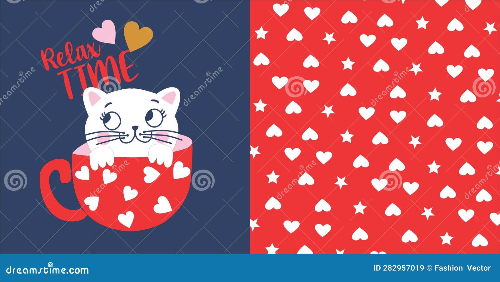 Cute Cat Relax Time Print Vector Art Stock Vector - Illustration of ...