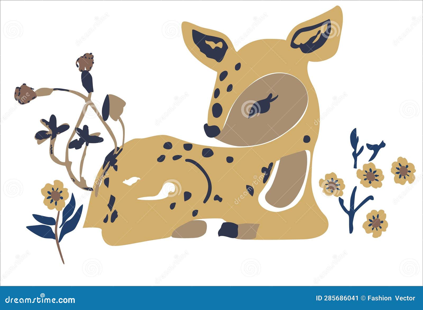 Cute Dear Animals Print Vector Stock Vector - Illustration of print ...