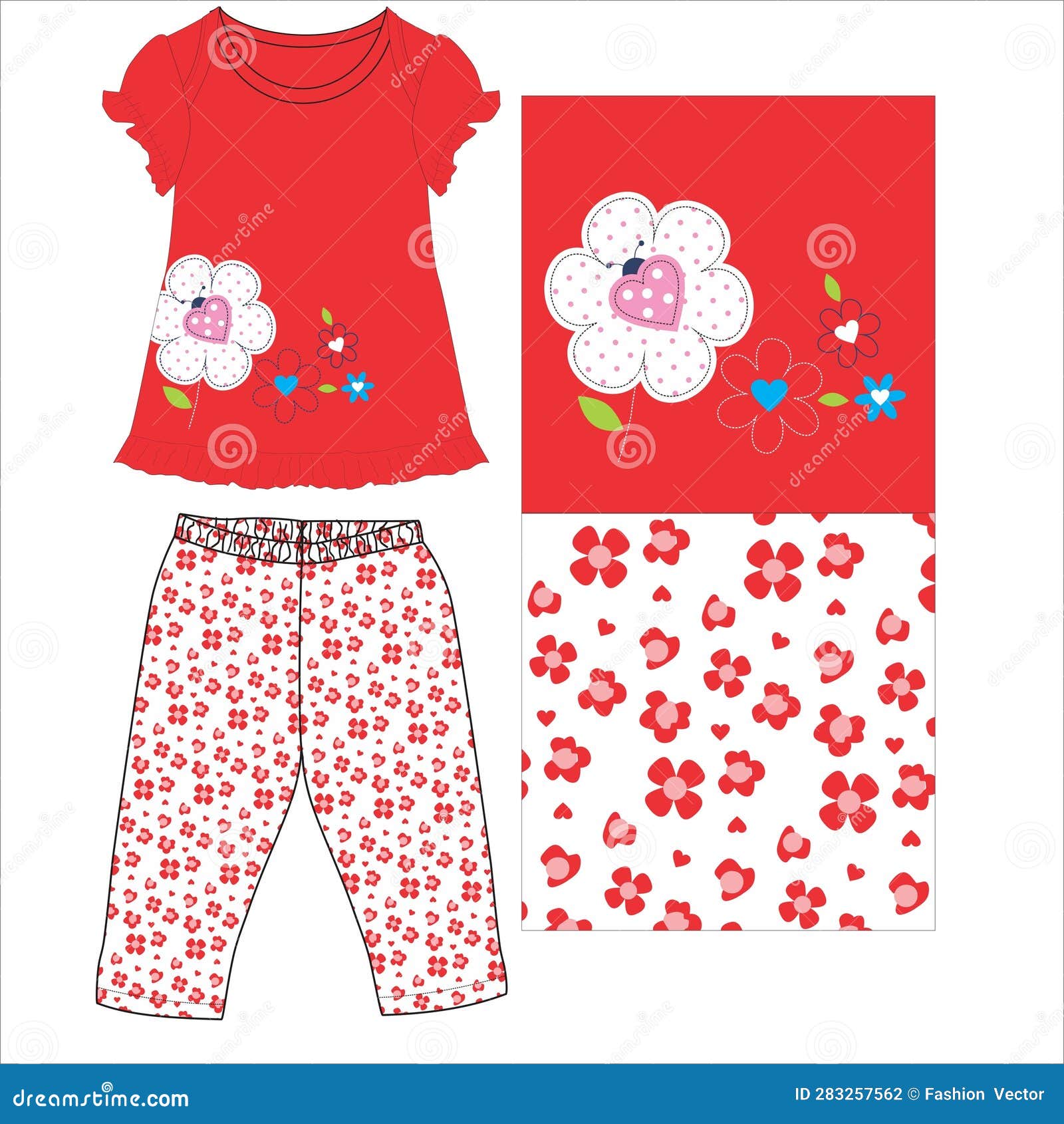 Cute Flower with All Over Print Vector Stock Vector - Illustration of ...