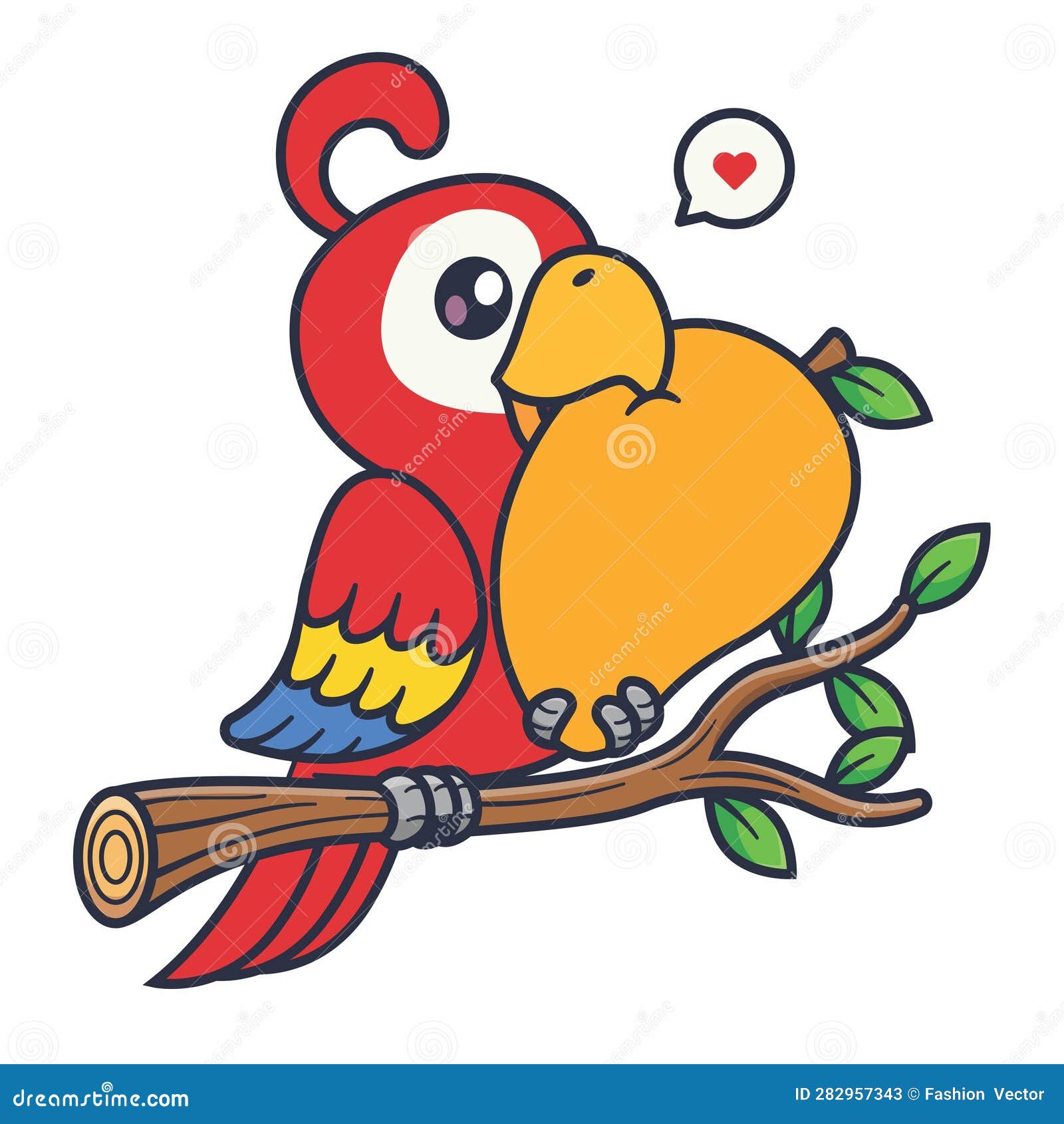 Cute Parrot Bird Eating Mango Vector Art Design Stock Vector ...