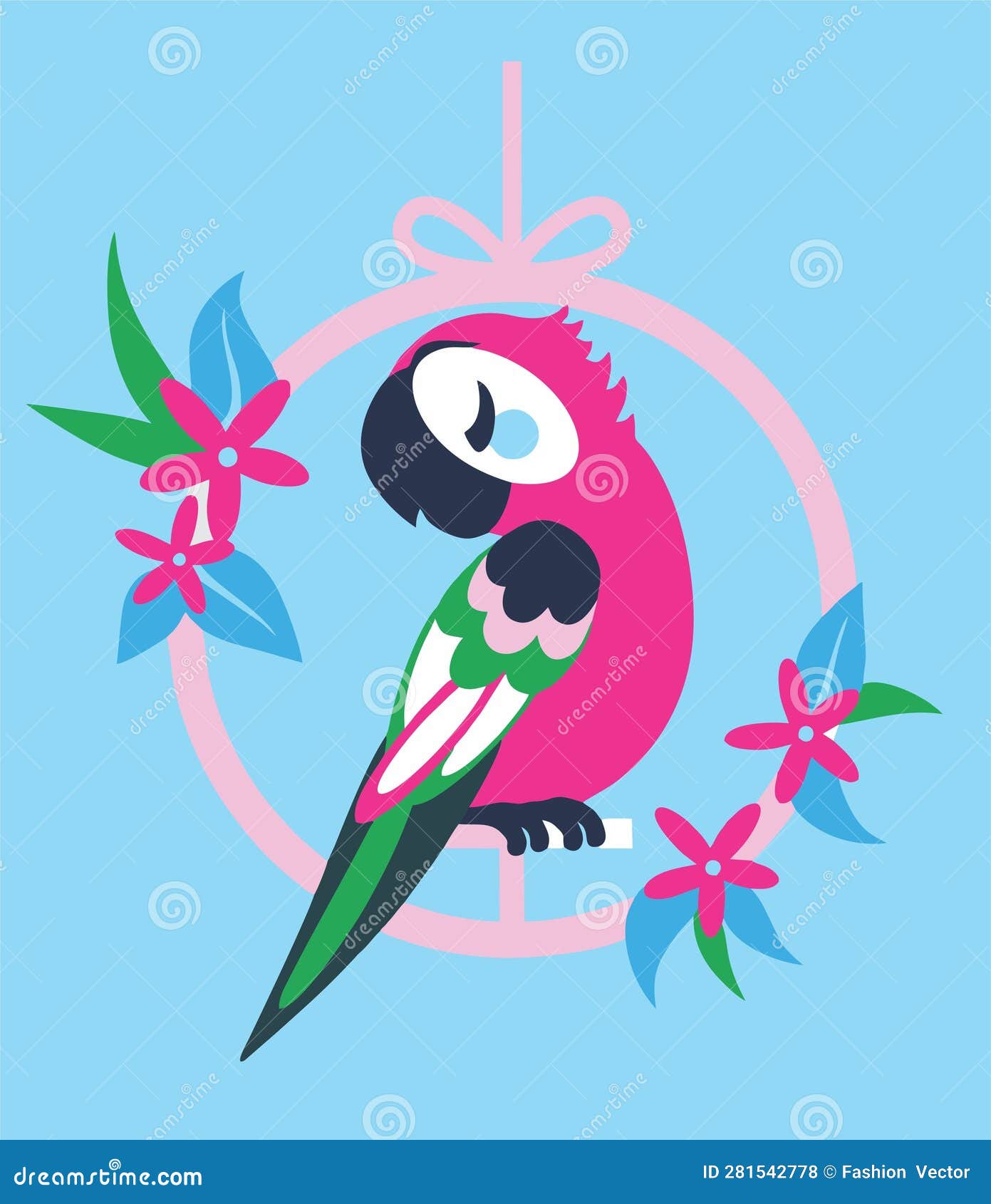 Parrot Print Pattern With Gold Chains, Leaves On Black Background ...