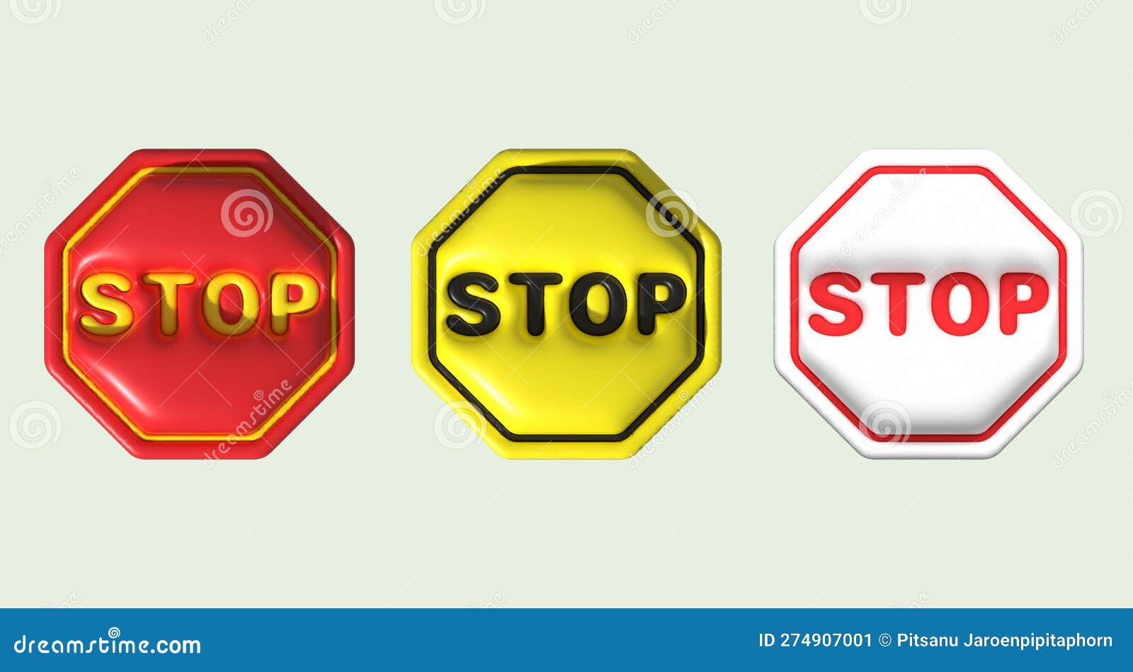 Illustrations 3D , Stop Symbols or Caution Symbols Stock Illustration ...