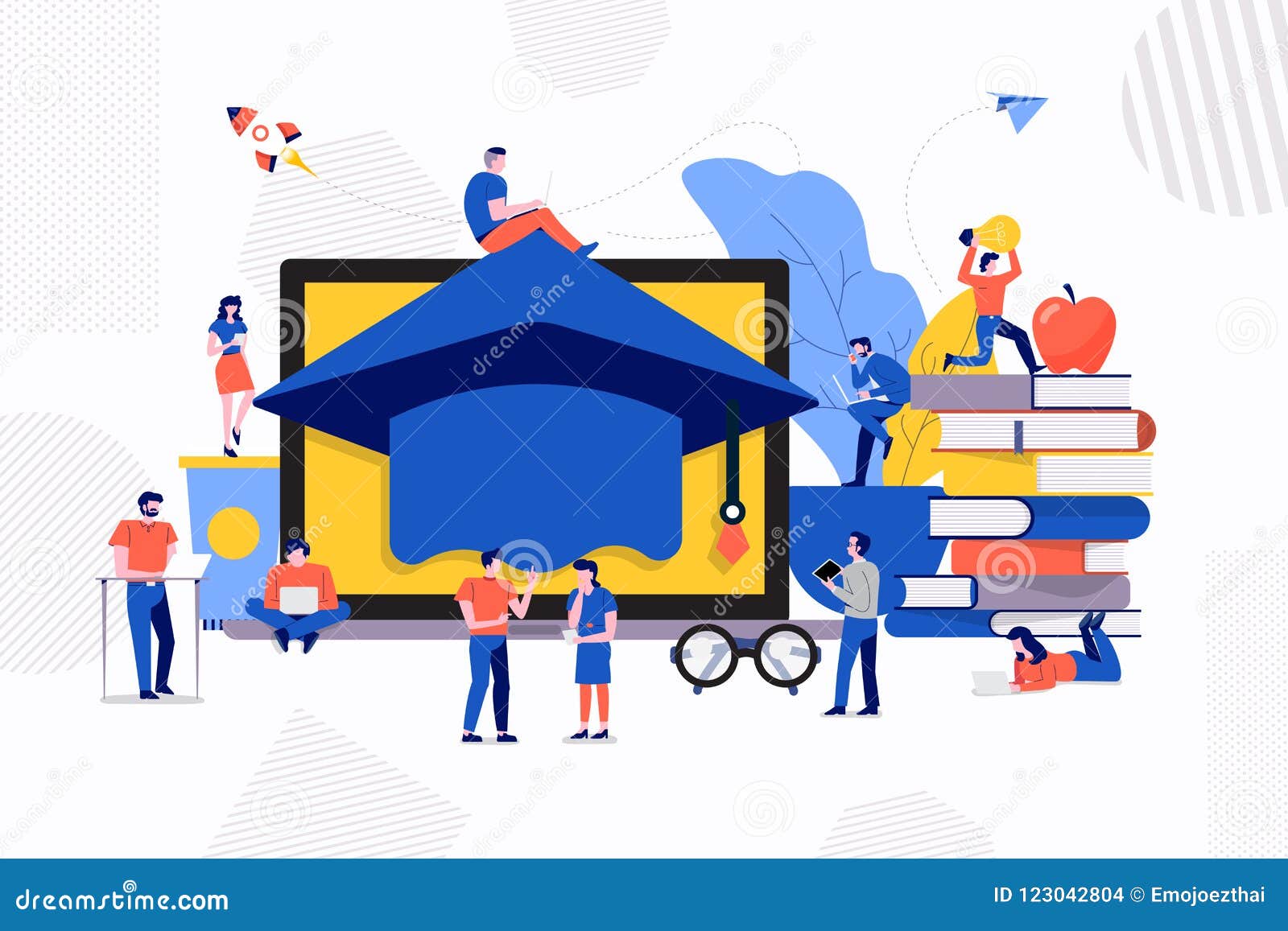 Teamwork study e-learning stock vector. Illustration of information ...