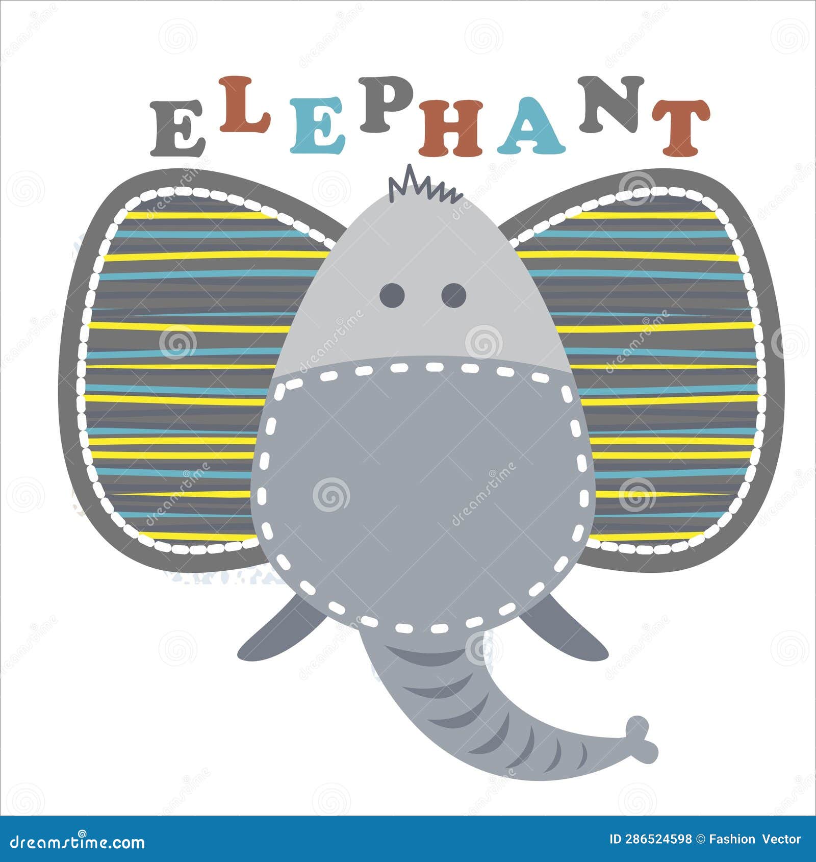 Elephant Cartoon Cute Print Vector Stock Vector - Illustration of ...
