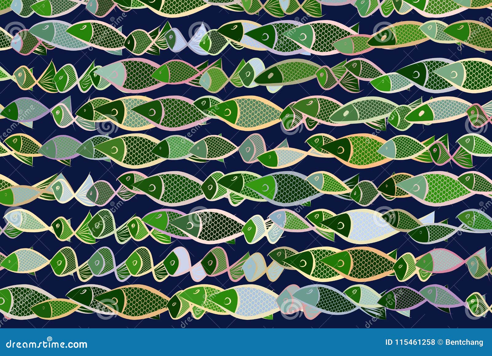 Illustrations of Fish. Repeat, Effect, Drawing & Color. Stock Vector ...