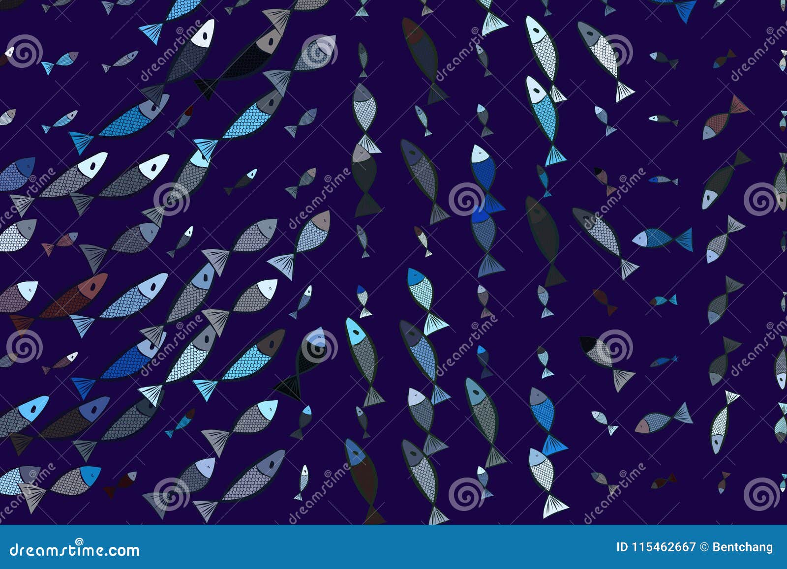 Illustrations of Fish. Repeat, Water, Shape & Creative. Stock Vector ...