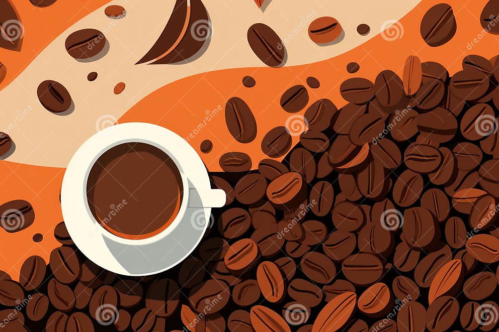 Illustrations Flat Coffee Mocca Background. Generative AI Stock ...