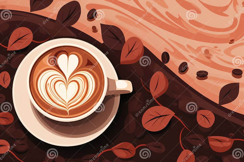 Illustrations Flat Coffee Mocca Background. Generative AI Stock ...