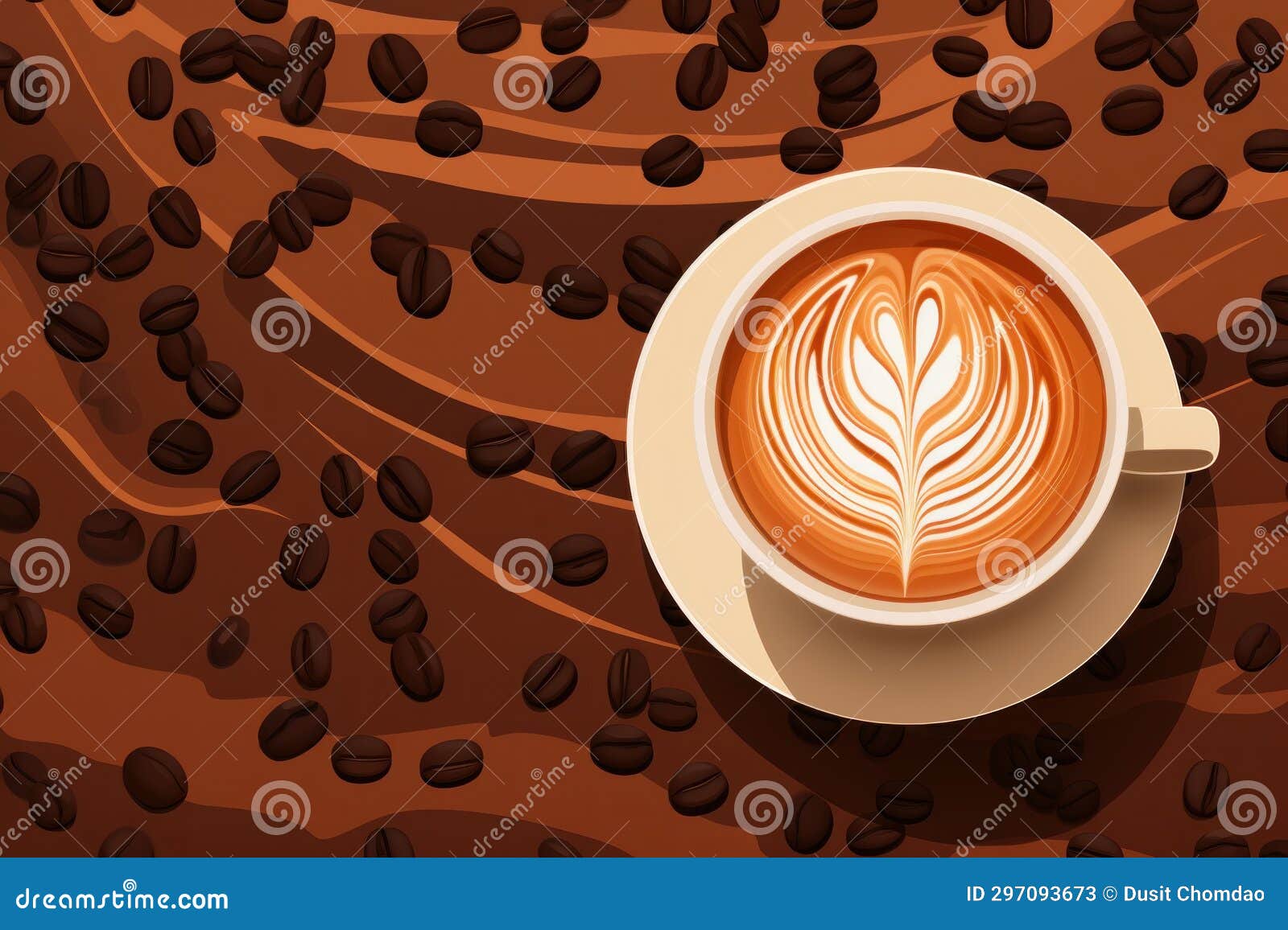 Illustrations Flat Coffee Mocca Background. Generative AI Stock ...