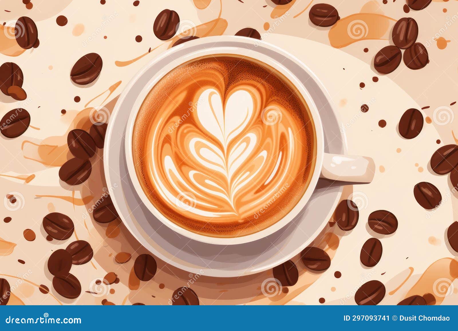 Illustrations Flat Coffee Mocca Background. Generative AI Stock ...