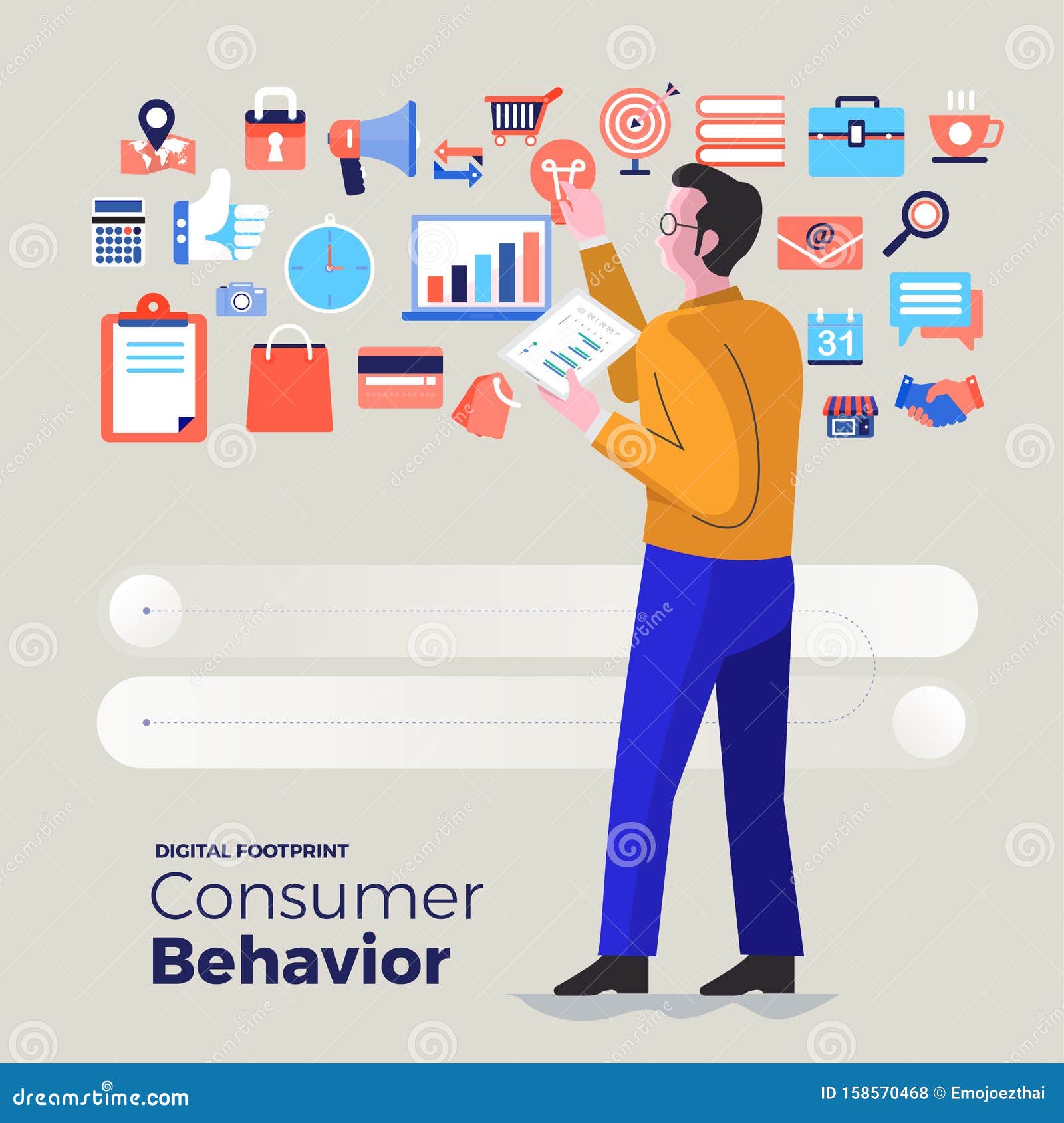 Illustrations COnsumer Digital Footprint Stock Vector - Illustration of ...