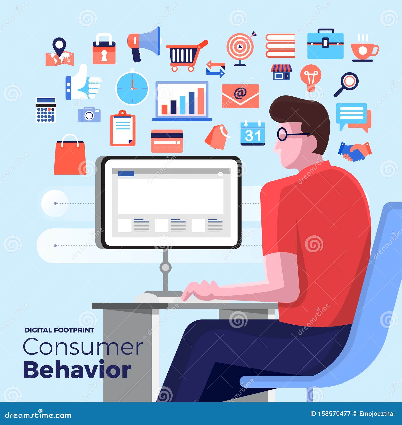 Illustrations COnsumer Digital Footprint Stock Vector - Illustration of ...