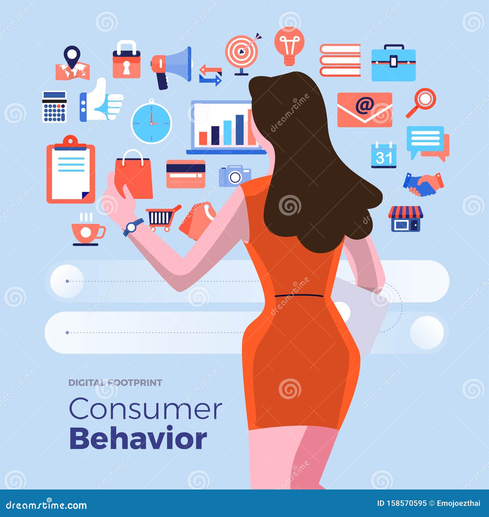 Illustrations COnsumer Digital Footprint Stock Vector - Illustration of ...