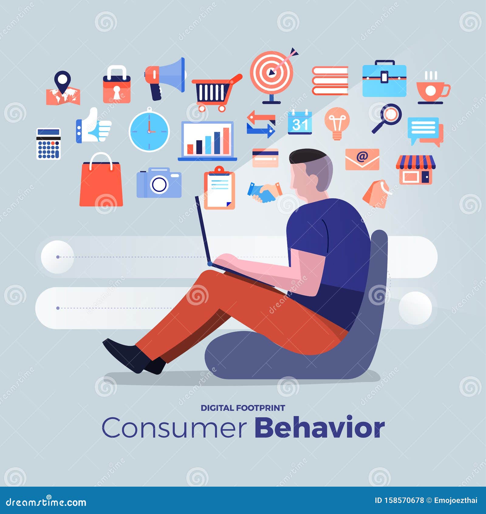 Illustrations COnsumer Digital Footprint Stock Vector - Illustration of ...