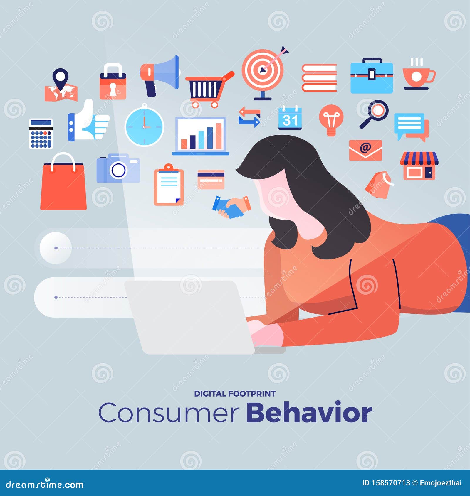 Illustrations COnsumer Digital Footprint Cartoon Vector | CartoonDealer ...