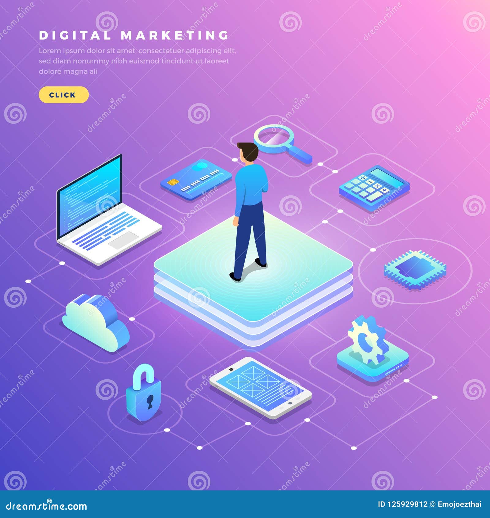 Isometric Digital Marketing Stock Vector - Illustration of information ...