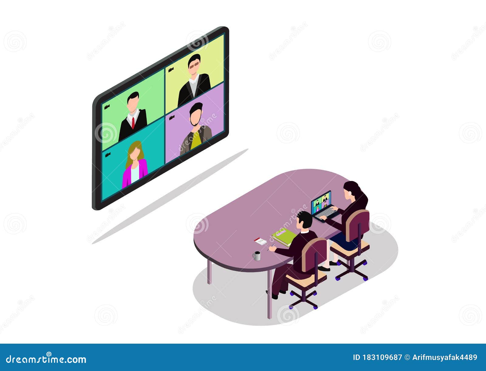 Illustrations Flat Design Concept Video Conference Stock Vector ...