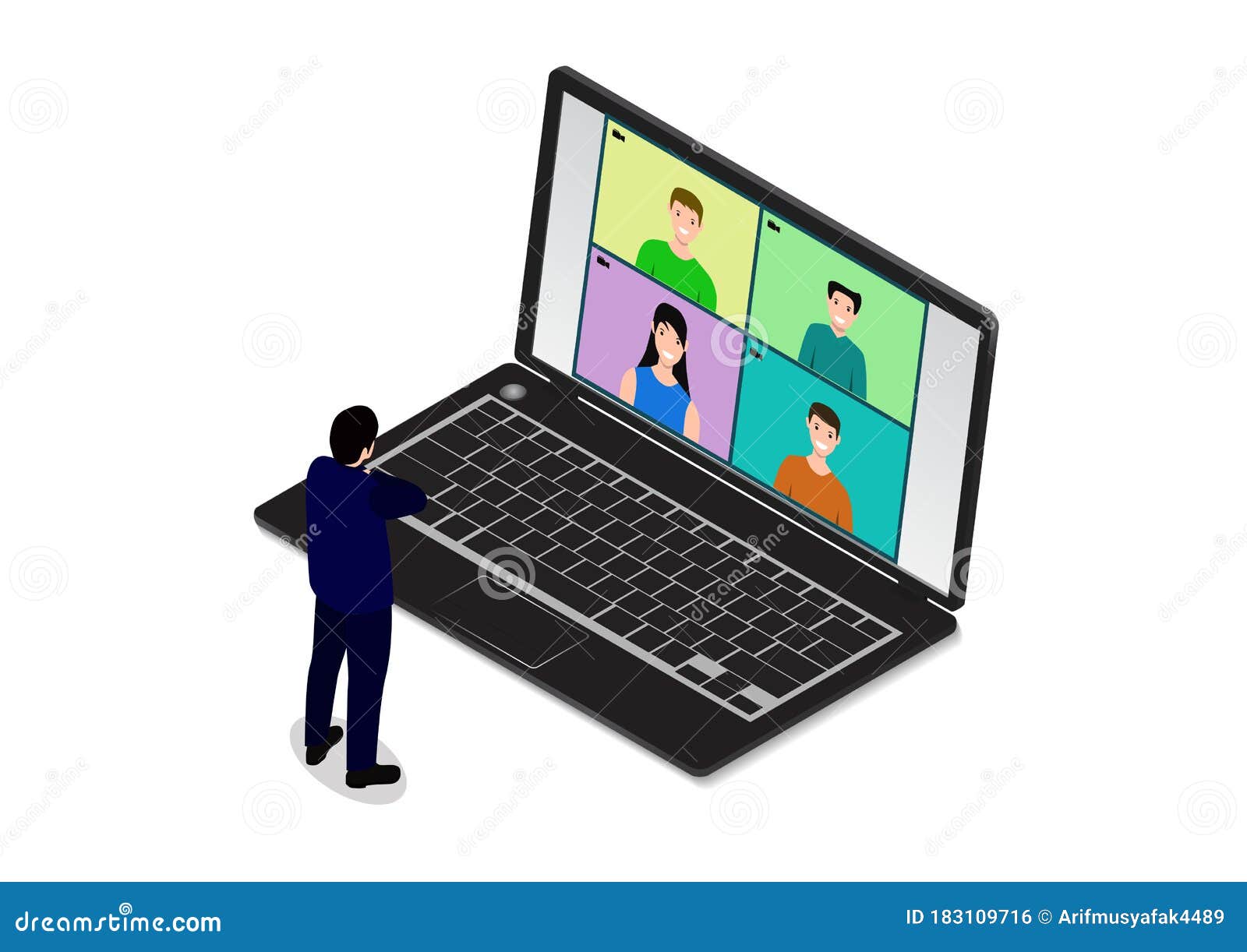 Illustrations Flat Design Concept Video Conference Stock Vector ...
