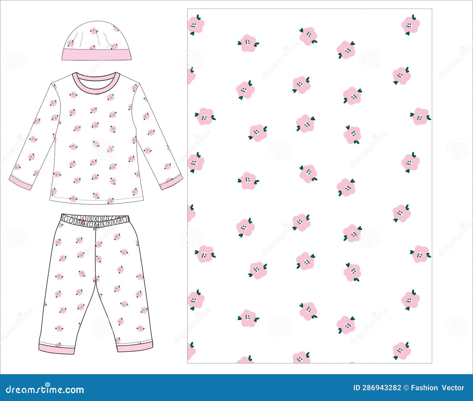 Flower Pattern Design Night Wear Print Vector Stock Vector ...