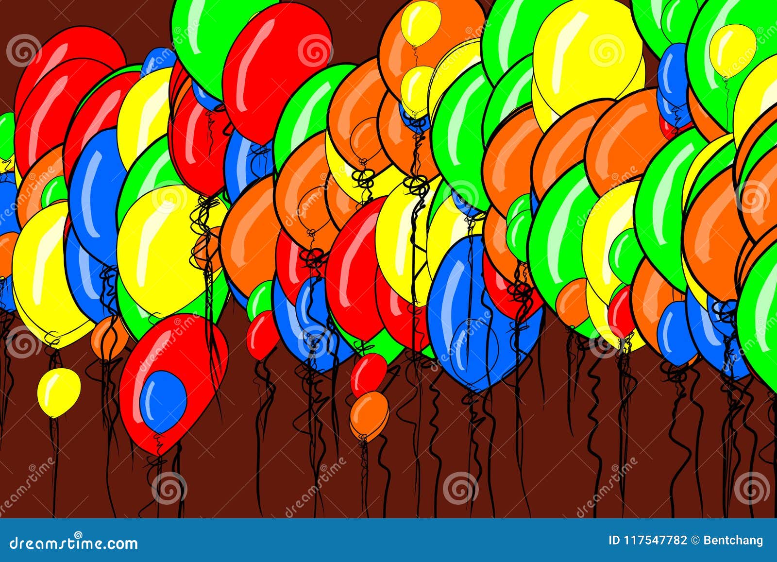 Illustrations of Flying Balloons. Effect, Backdrop, Sketch & Pattern ...