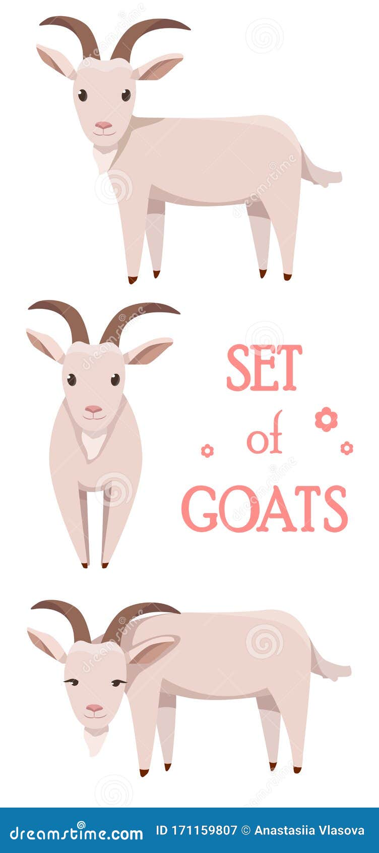Illustrations of Goats in Cartoon Style. Stock Vector - Illustration of ...
