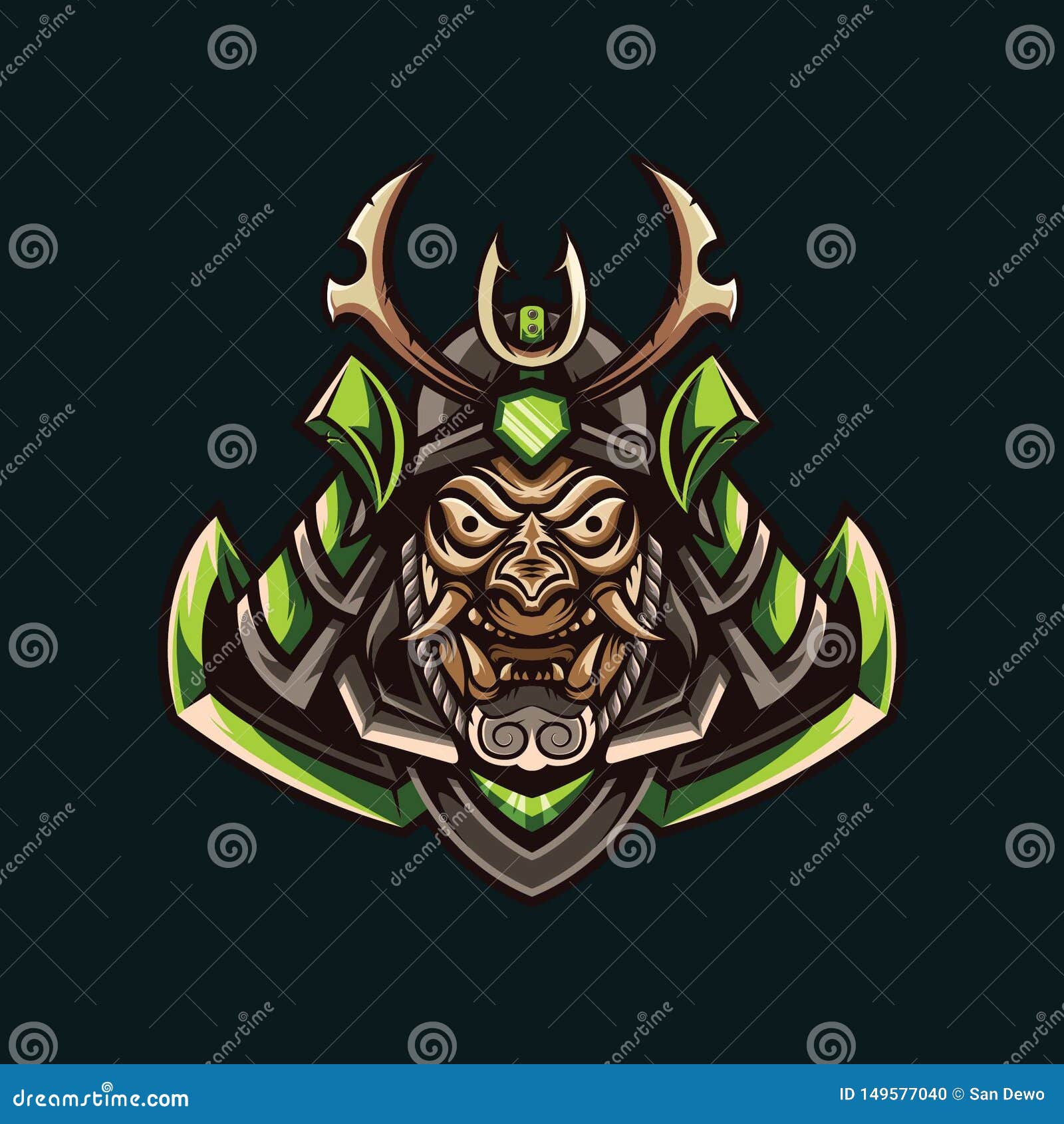 Illustrations of Green Samurai Stock Illustration - Illustration of ...