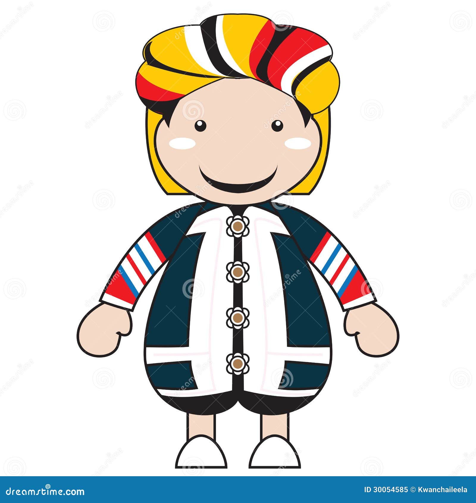 Hill Tribe Woman In Thailand, Hmong Northern Tribe Flat Color Line Icon ...